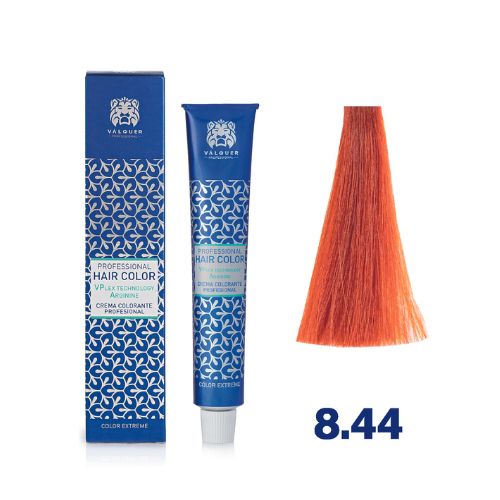 Tinte Valquer 8.44 Rubio Claro Cobrizo intenso con Vplex 60ml – Kissbel